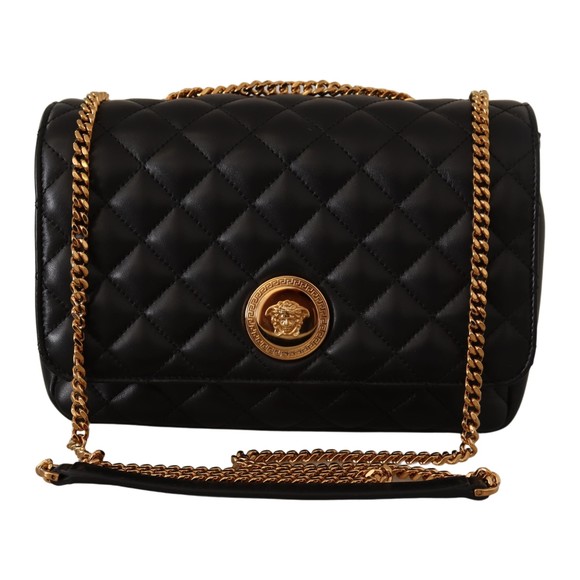 Versace | Bags | Versace Black Nappa Leather Medusa Shoulder Bag | Poshmark